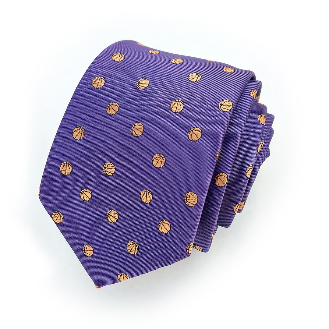 Men's Basketball Tie LA Lakers Necktie Purple Basketball Tie Basketball ...