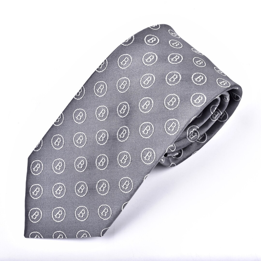 Grey Bitcoin Necktie, Crypto Necktie,bitcoin Gift, Bitcoin Christmas ...