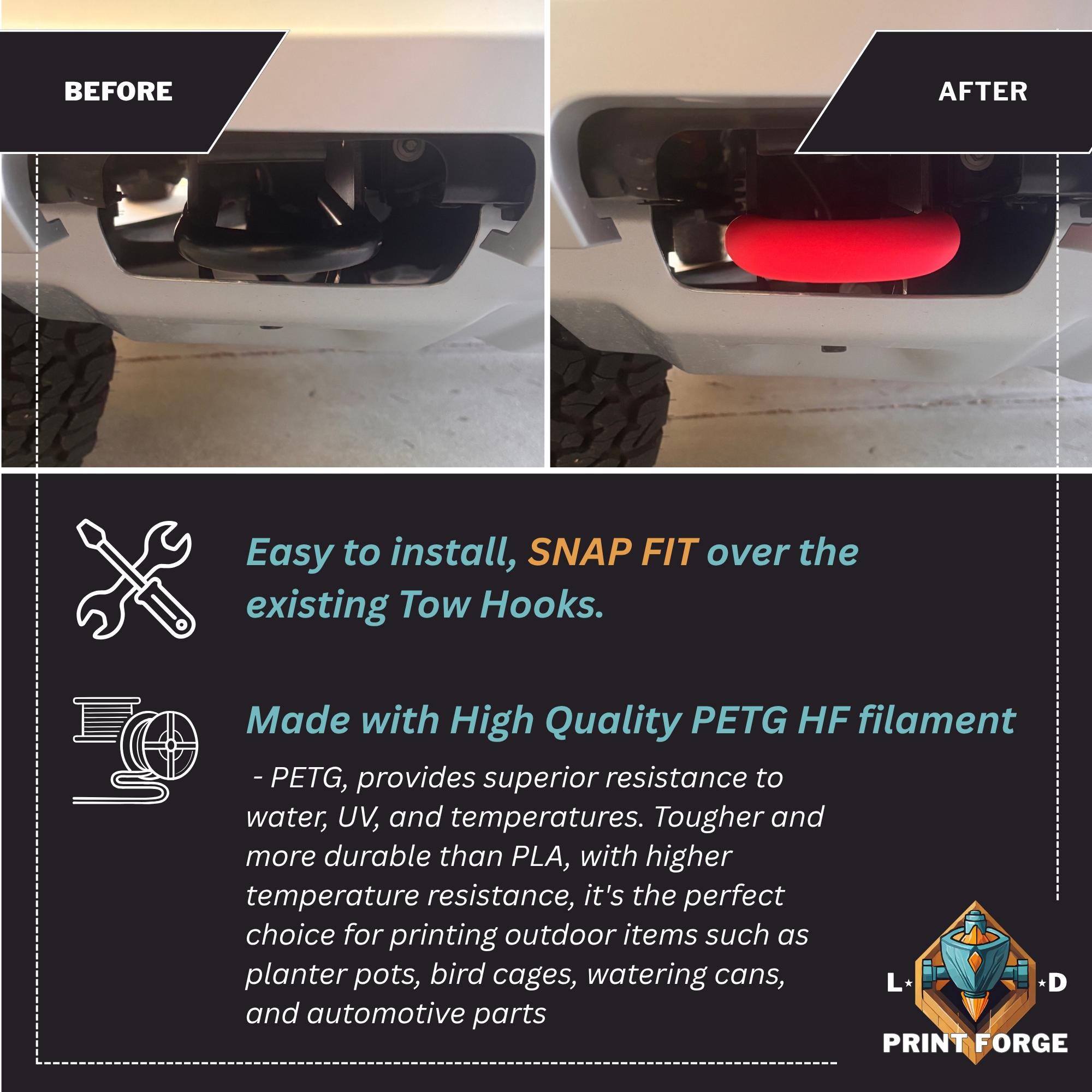 Standard Front Nextgen Ford Ranger Raptor Tow Hook Accent Covers for ...