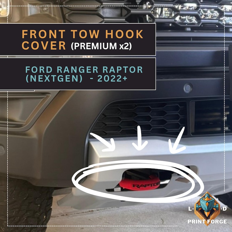 Premium Front "raptor" Text Nextgen Ford Ranger Raptor Tow Hook Accent ...