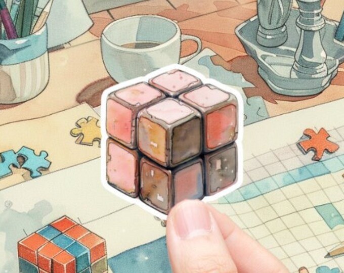 Fun Rubik's Cube Sticker - Pastel Watercolor Vinyl, Perfect for Puzzle ...