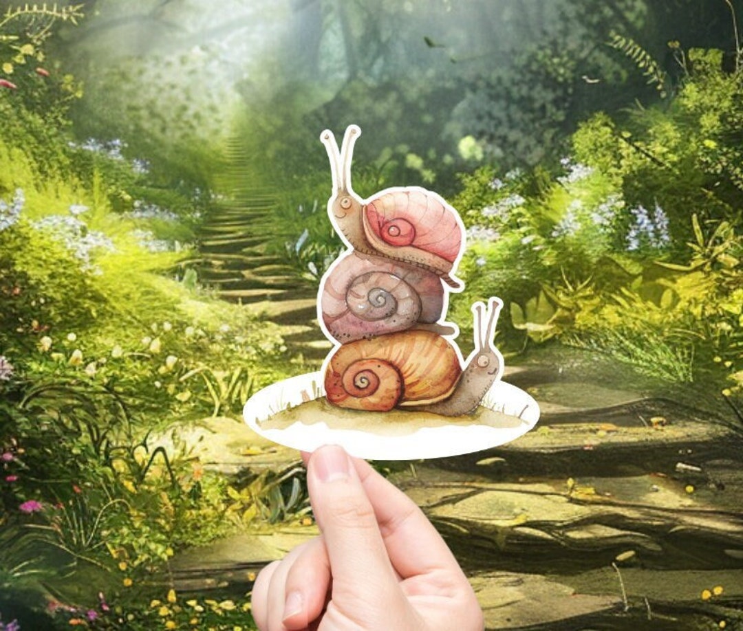 Whimsical Snails Sticker - Trio of Pastel Snails, Handmade Watercolor ...
