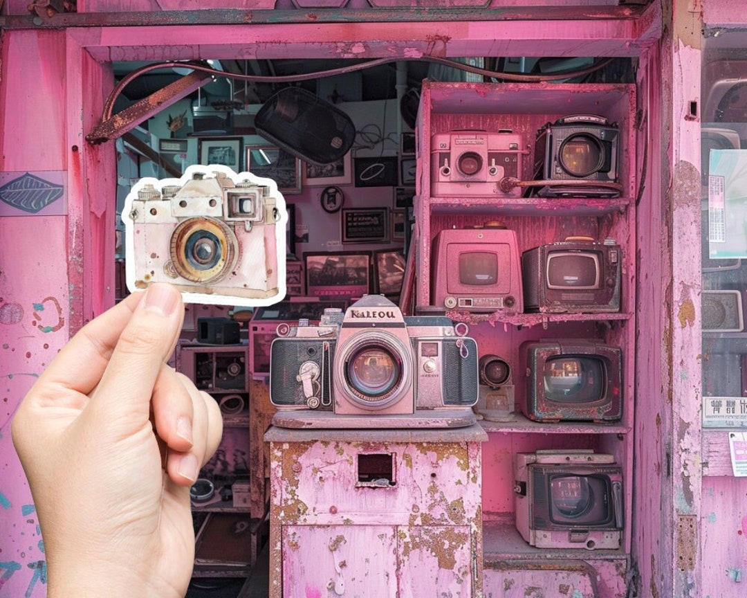 Vintage Old Camera Sticker - Pastel Watercolor Vinyl, Perfect for ...