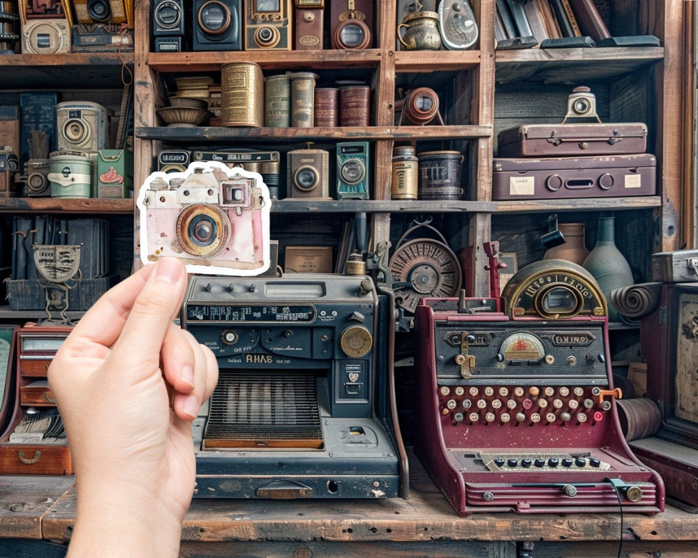 Vintage Old Camera Sticker Pastel Watercolor Vinyl, Perfect for ...