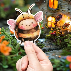 Whimsical Bee Sticker - Cute Pastel Watercolor Bee Decal, Handmade ...