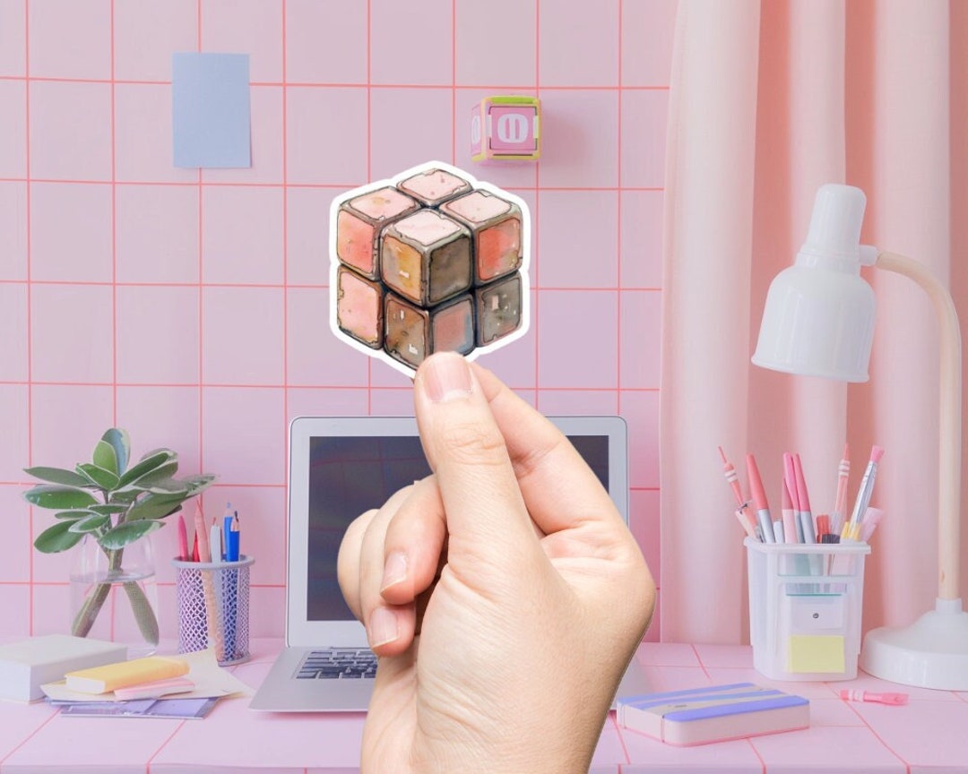 Fun Rubik's Cube Sticker Pastel Watercolor Vinyl, Perfect for Puzzle ...