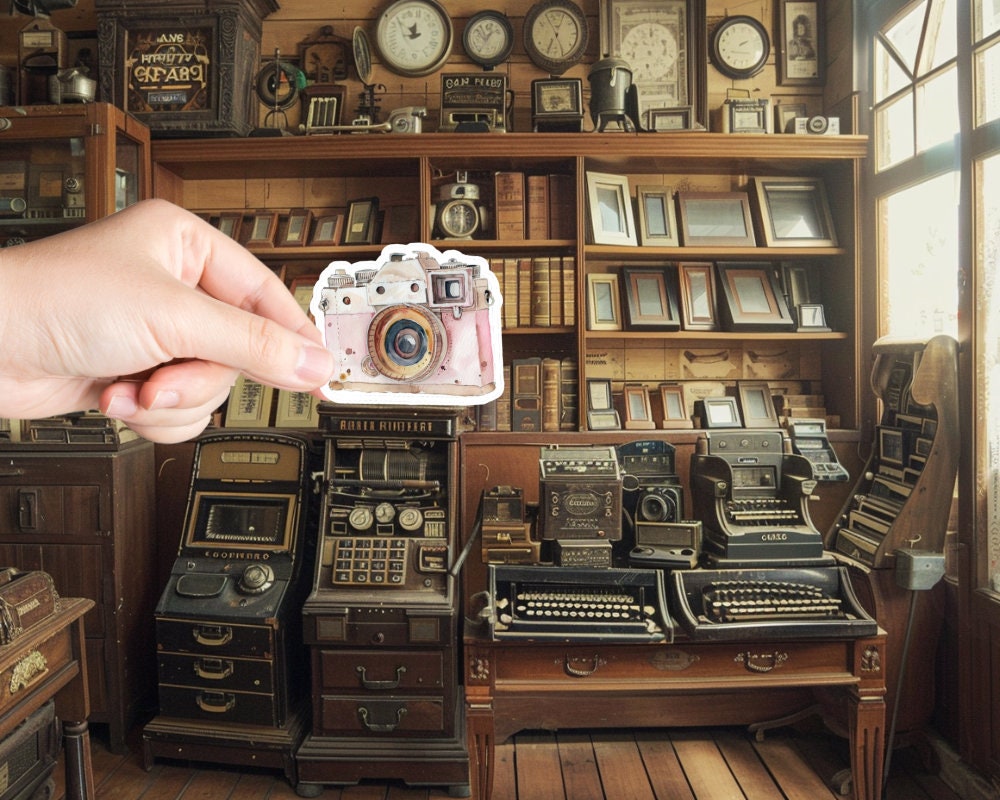 Vintage Old Camera Sticker Pastel Watercolor Vinyl, Perfect for ...