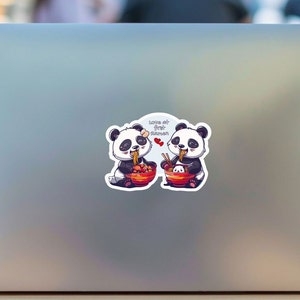 Kawaii Panda Ramen Love Sticker Adorable Couple Eating Ramen Decal for ...