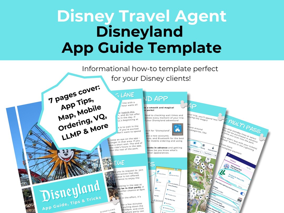 Disneyland App Guide TA Template, 7-page DL Vacation Planner, Editable ...