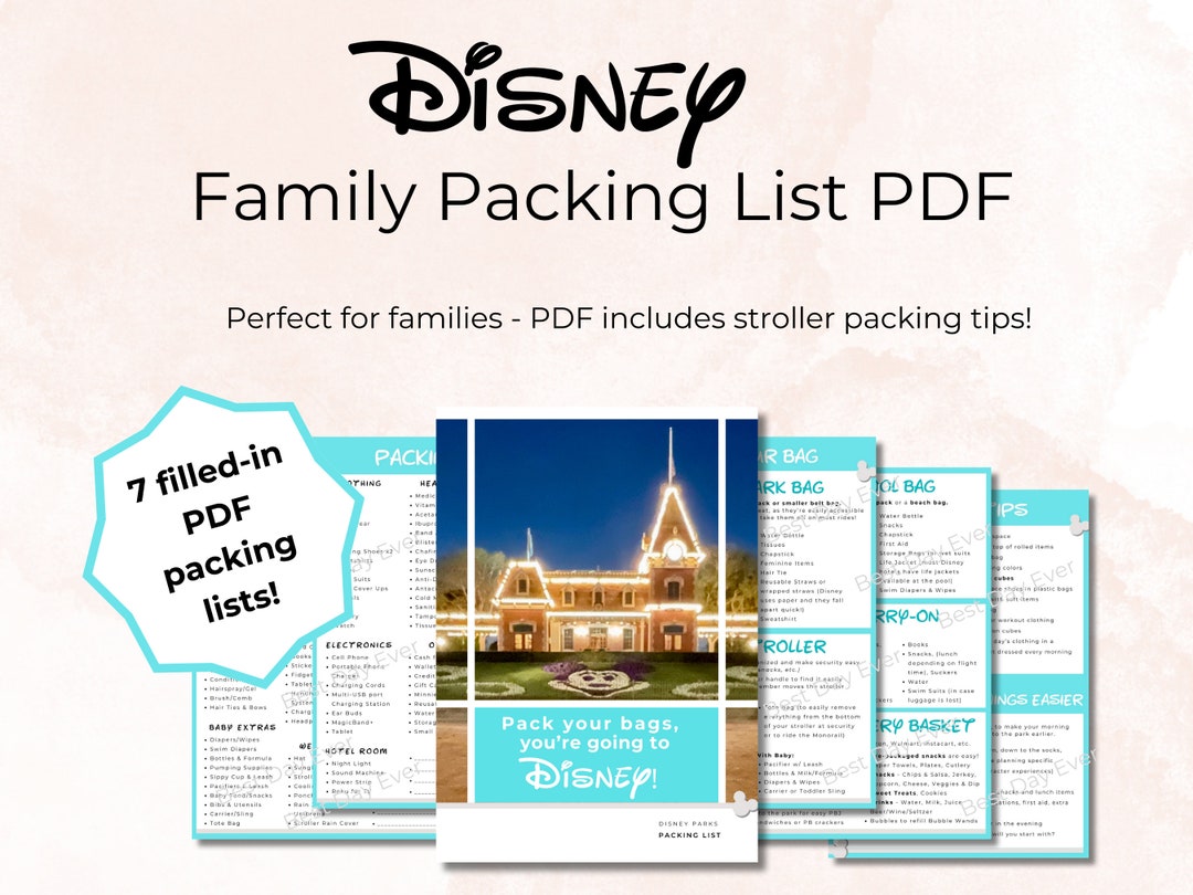 Packing List for WDW & Disneyland PDF, Family Vacation Planning, Kids ...