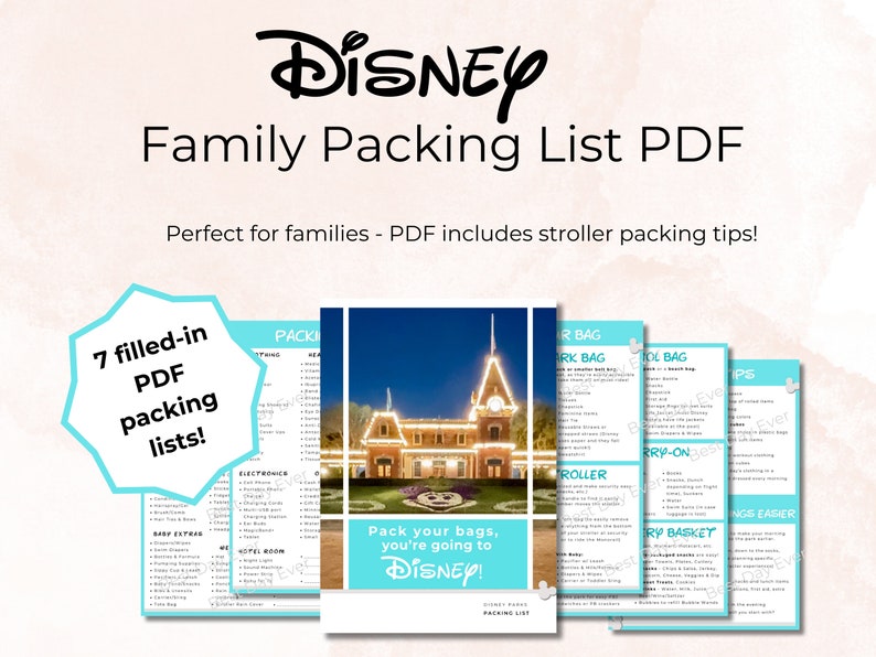 Packing List for WDW & Disneyland PDF, Family Vacation Planning, Kids ...