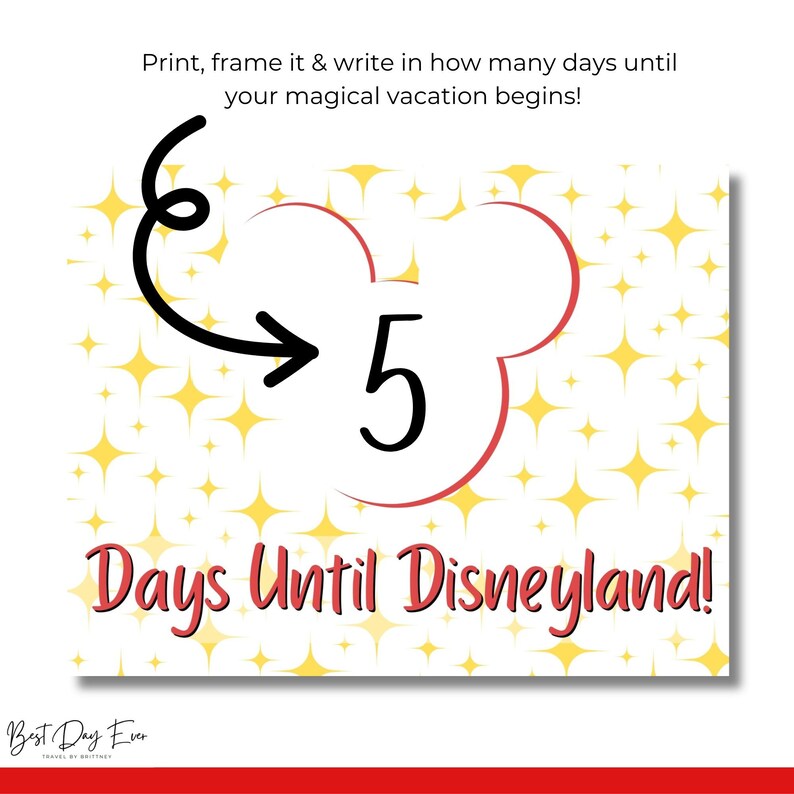 Disneyland Countdown Printable Vacation Countdown DL Instant Download ...