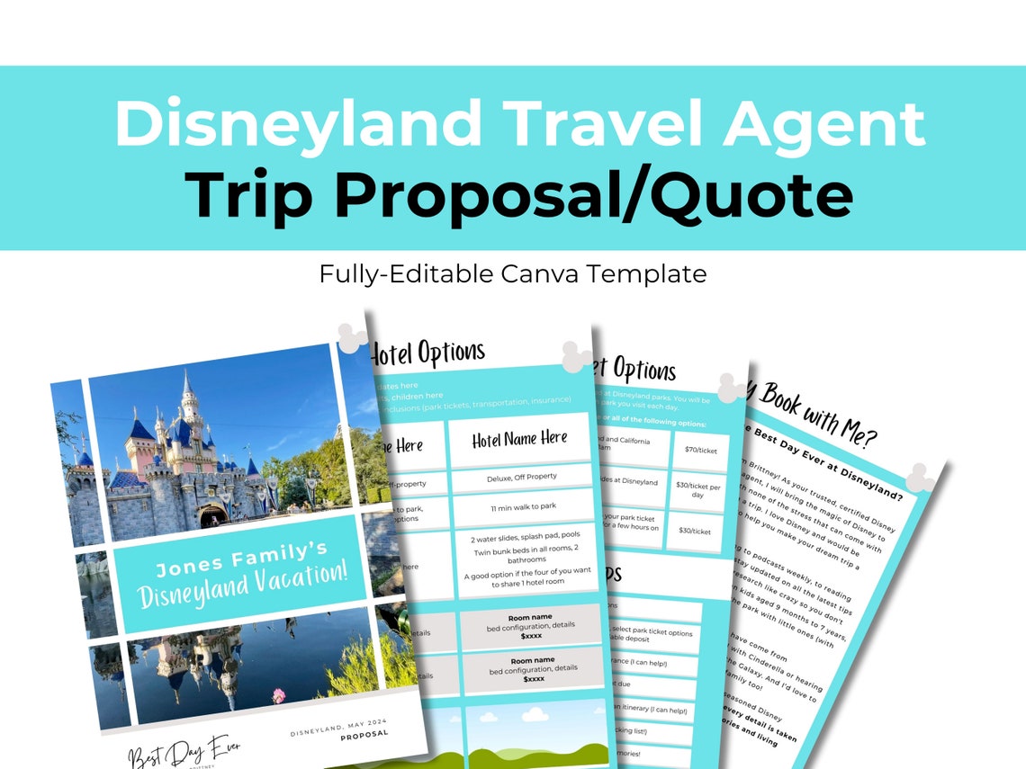 Editable Disneyland Travel Agent Proposal Template, Customizable Client ...
