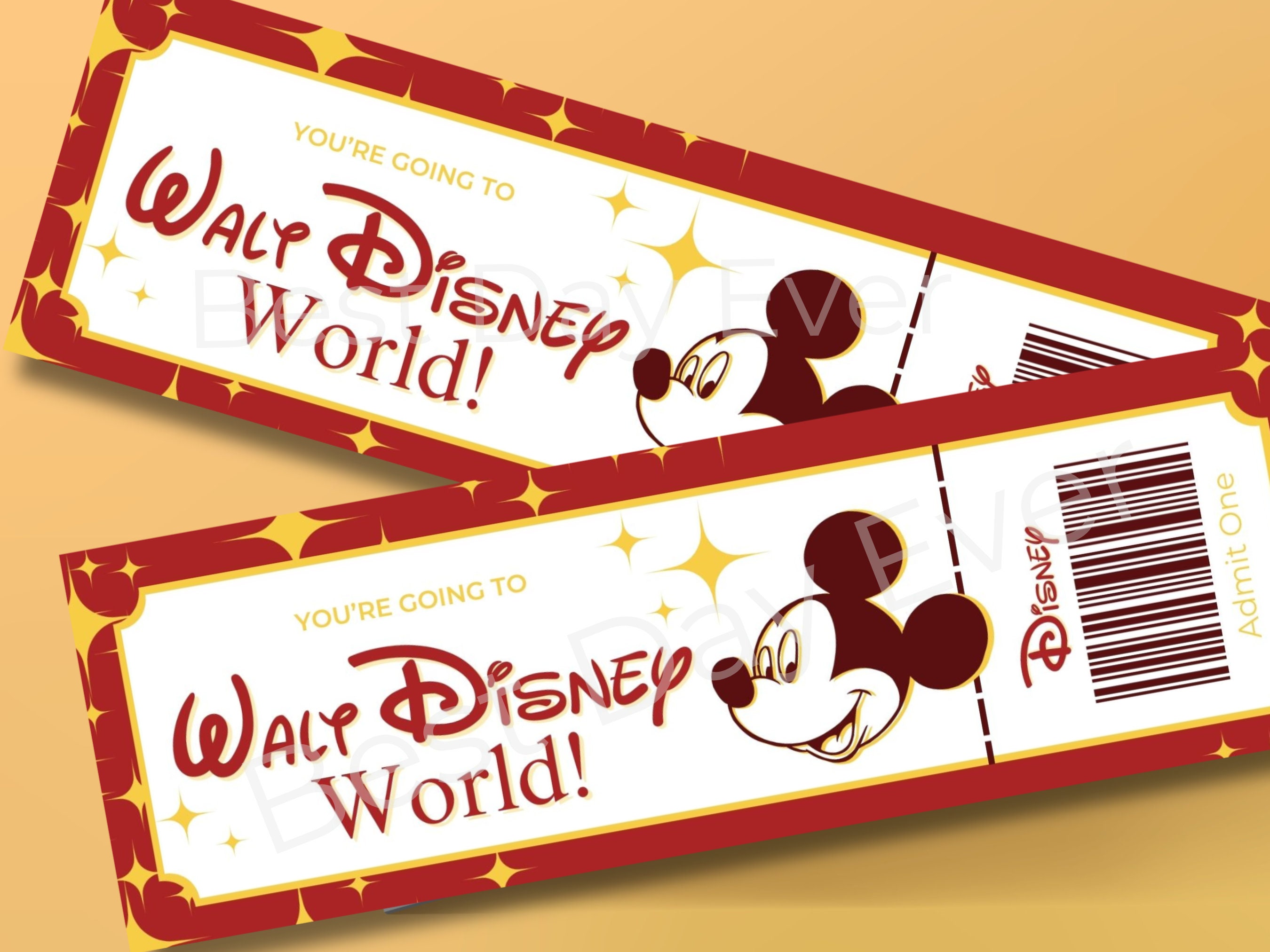 WDW Trip Reveal Ticket Printable, Surprise Kids With Vacation, Gift ...