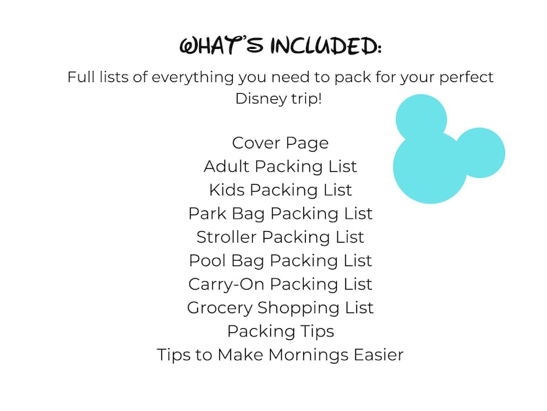 Packing List for WDW & Disneyland PDF, Family Vacation Planning, Kids ...