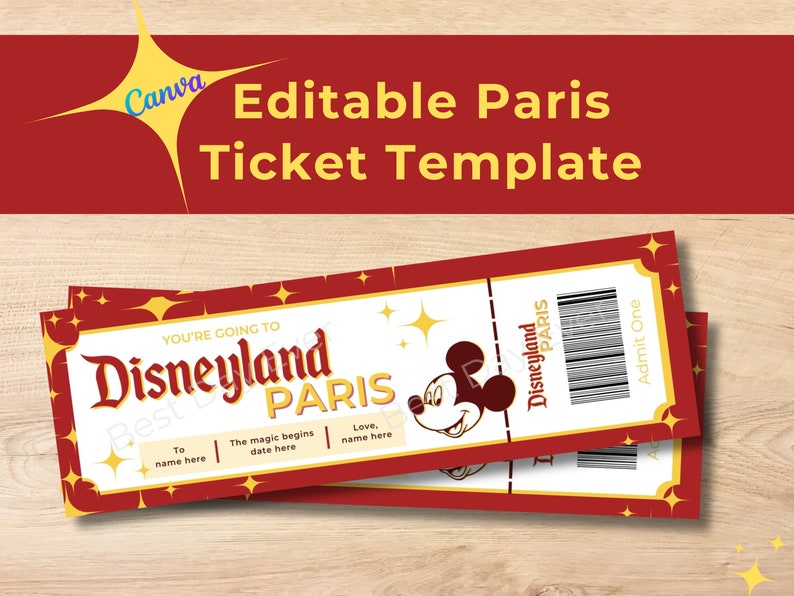 Disneyland Paris Surprise Ticket, Editable France Family Vacation ...