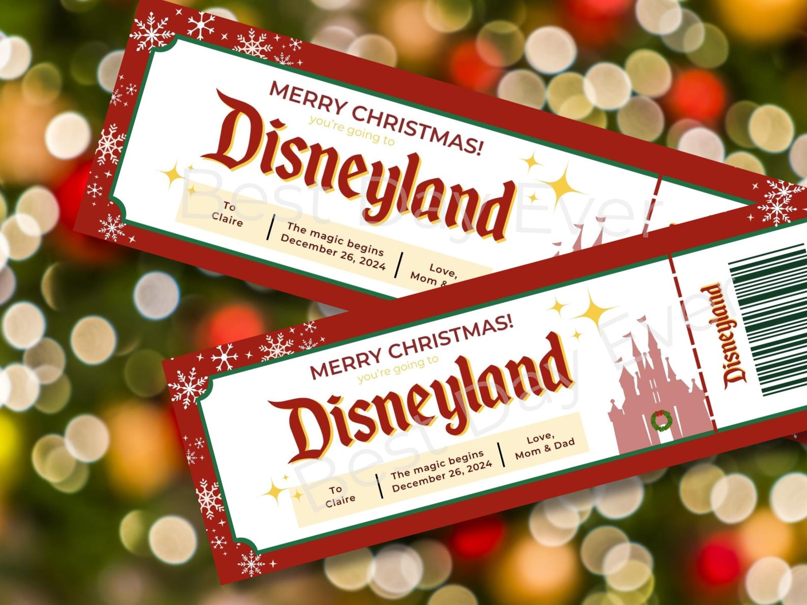 Disneyland Editable Christmas Ticket, DL Trip Reveal, Customizable ...