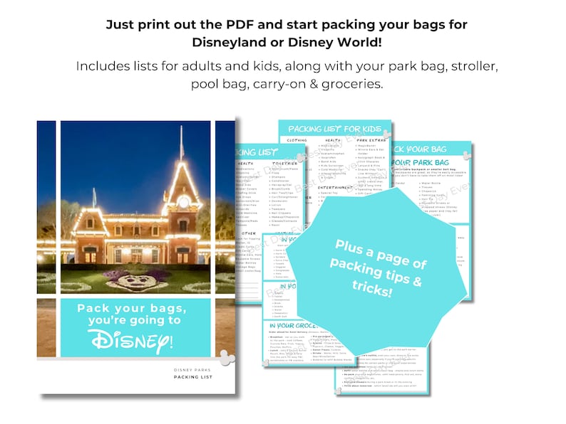 Packing List for WDW & Disneyland PDF, Family Vacation Planning, Kids ...