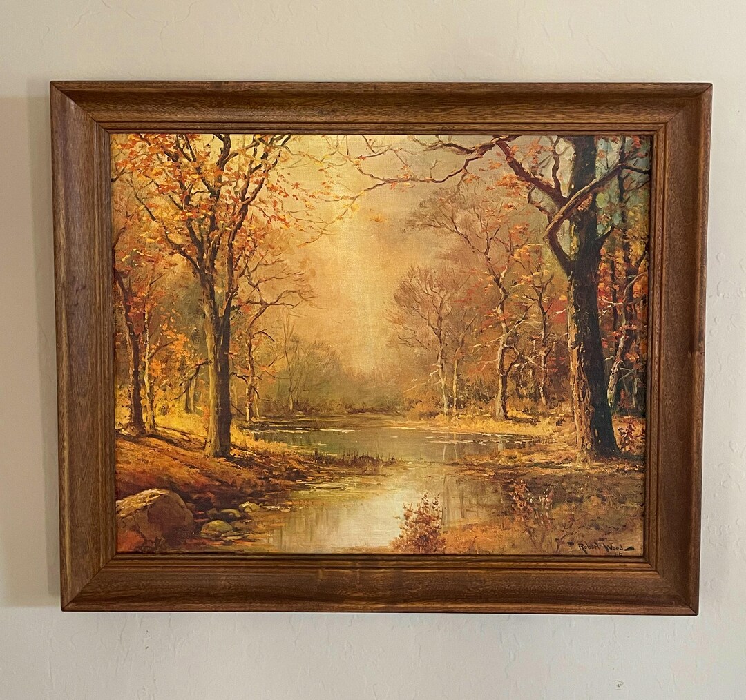 Robert Wood "october Morn" Vintage Lithograph in Wooden Frame - Autumn ...