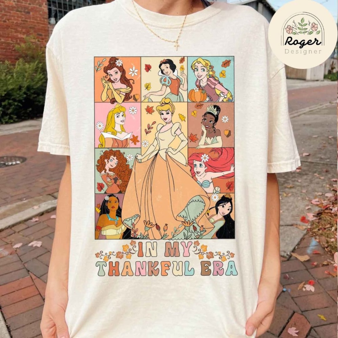 Retro in My Thankful Era Disney Princess Fall Vibes Shirt, Pumpkin ...