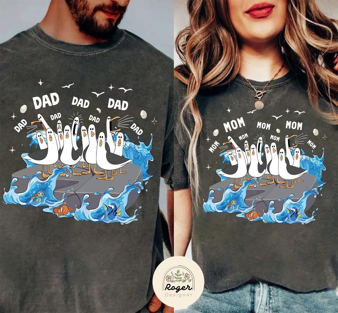 Finding Nemo Seagull Mom Dad Shirts, WDW Disneyland Mom Dad Tee, Father ...