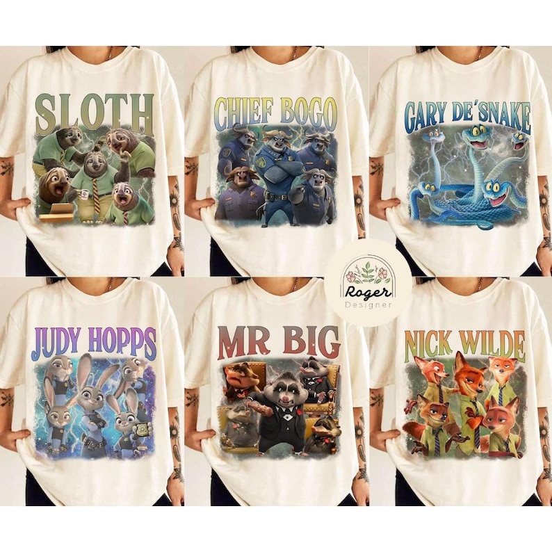 Disney Zootopia Shirt, All Characters Zootopia 2 Movie Judy Hopps Nick ...