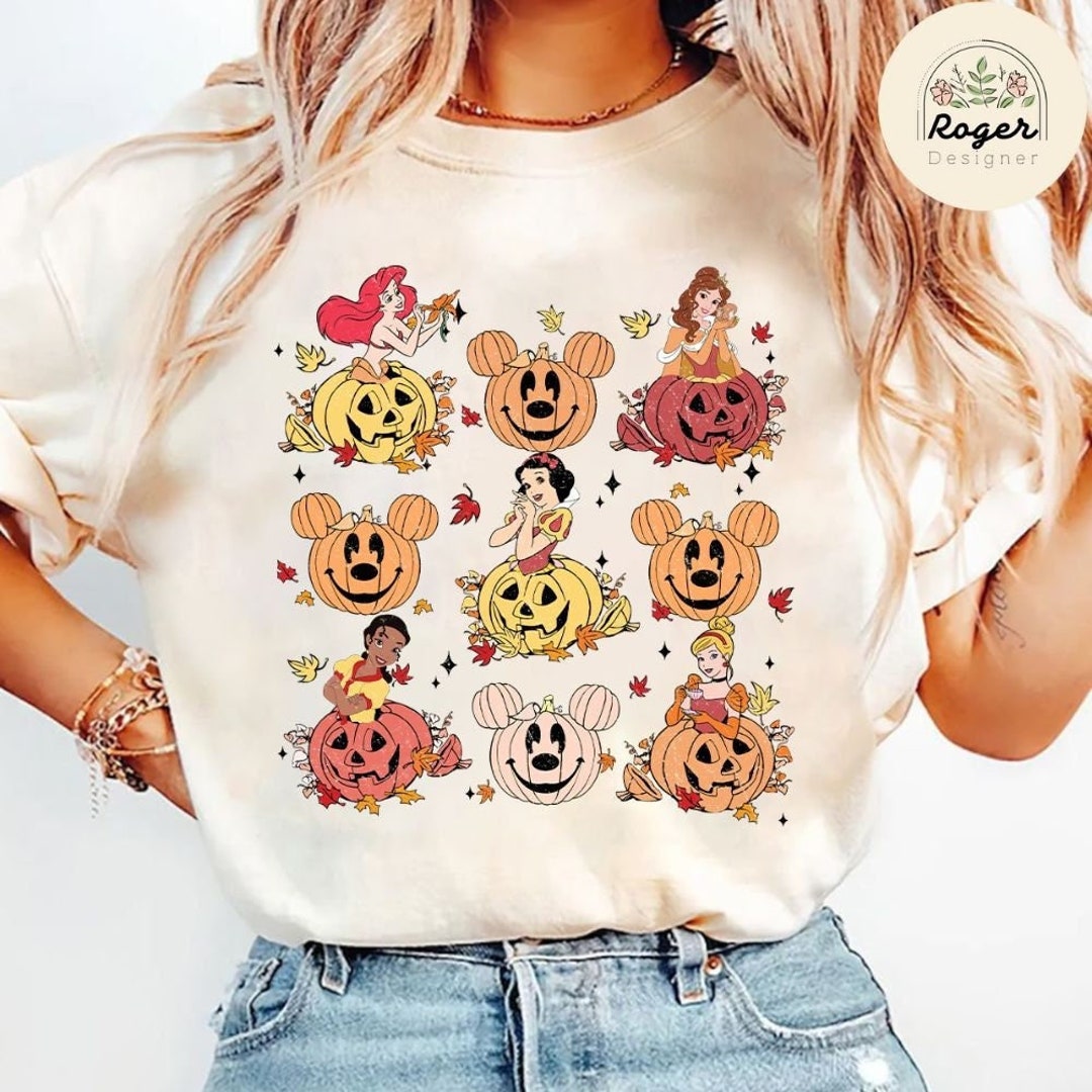 Retro Disney Princess Fall Pumpkin Shirt, Pumpkin Spice Spooky Season ...