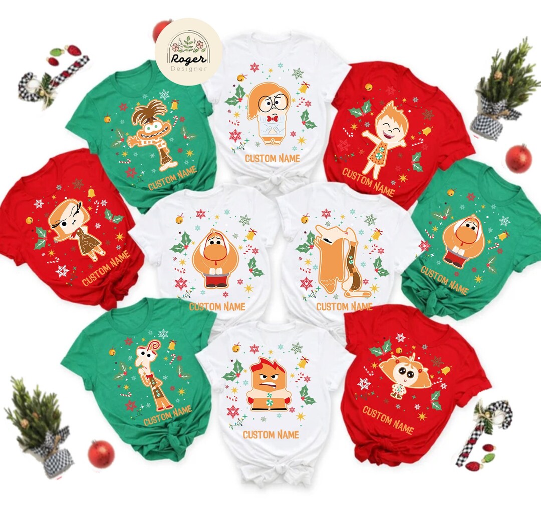 Personalized Gingerbread Inside Out Characters Shirts, Disney Christmas ...
