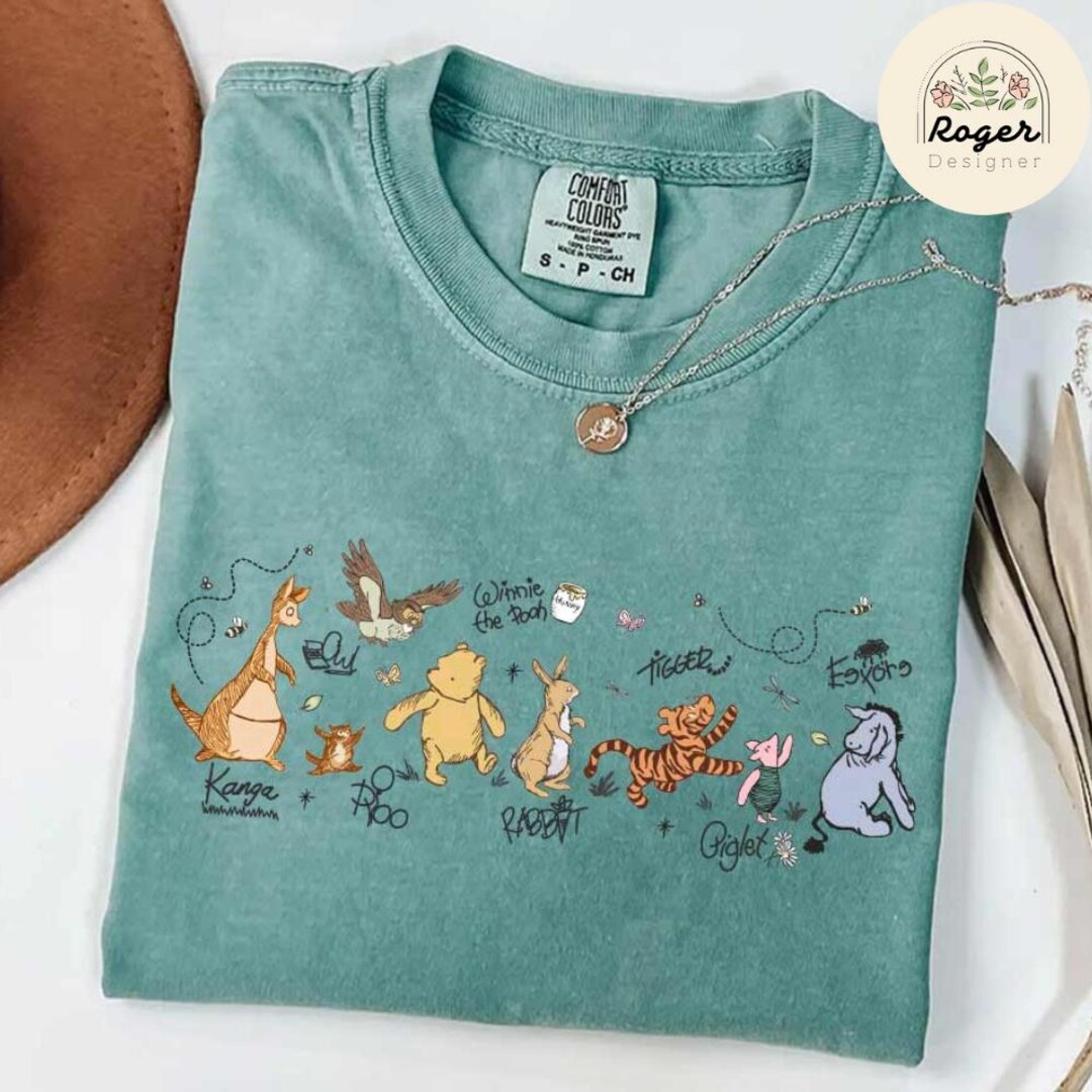 Retro Disney Winnie the Pooh Sketch Signature Shirt, Hundred Acre Wood ...