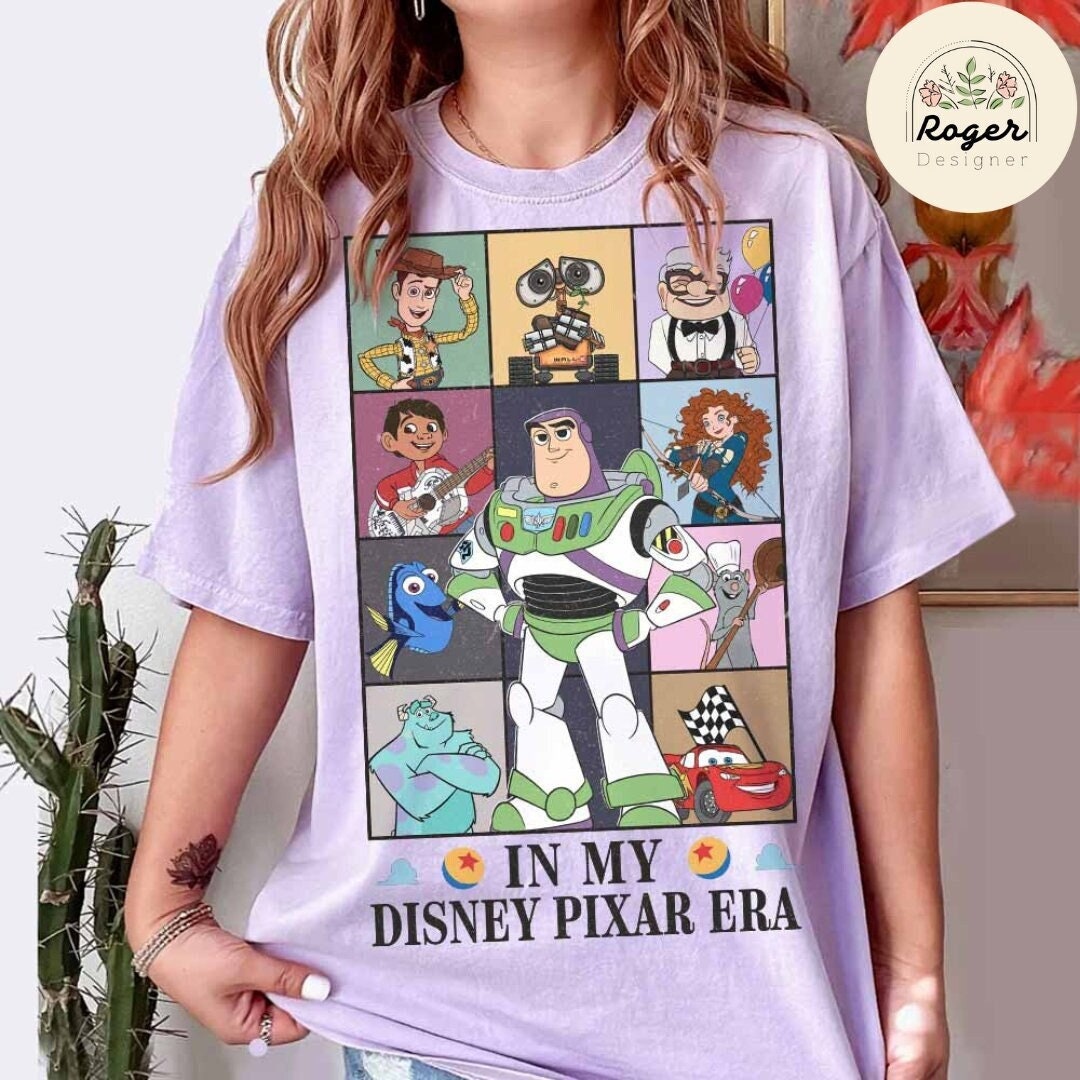 Retro in My Disney Pixar Era Shirt, Disney Pixar Movie Characters Group ...