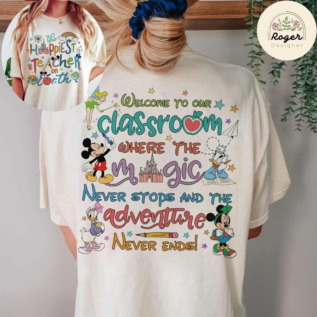 Two-sided Mickey and Friends Disney Teacher Shirt, Happiest Teacher on ...