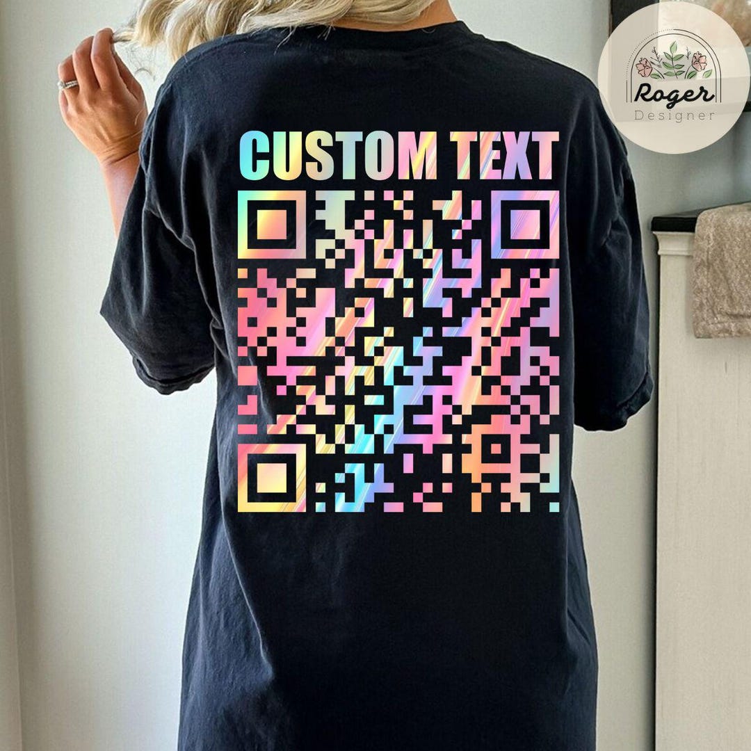 Personalized QR Code Shirt, Custom Text QR Code Sweatshirt Hoodie ...