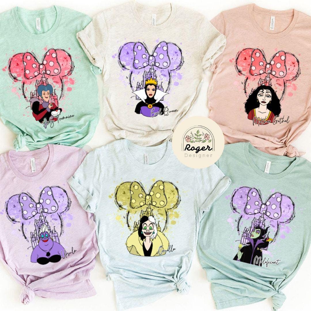 Watercolor Minnie Ears Castle Disney Villains Shirt, Bad Witches Club ...