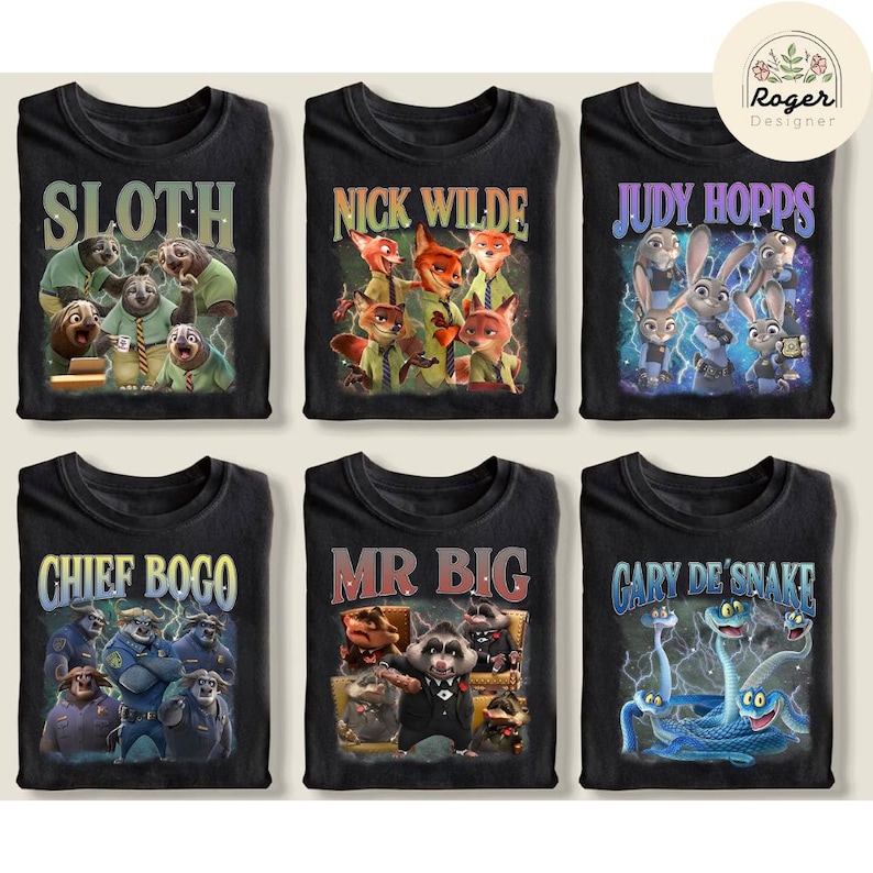 Disney Zootopia Shirt, All Characters Zootopia 2 Movie Judy Hopps Nick ...