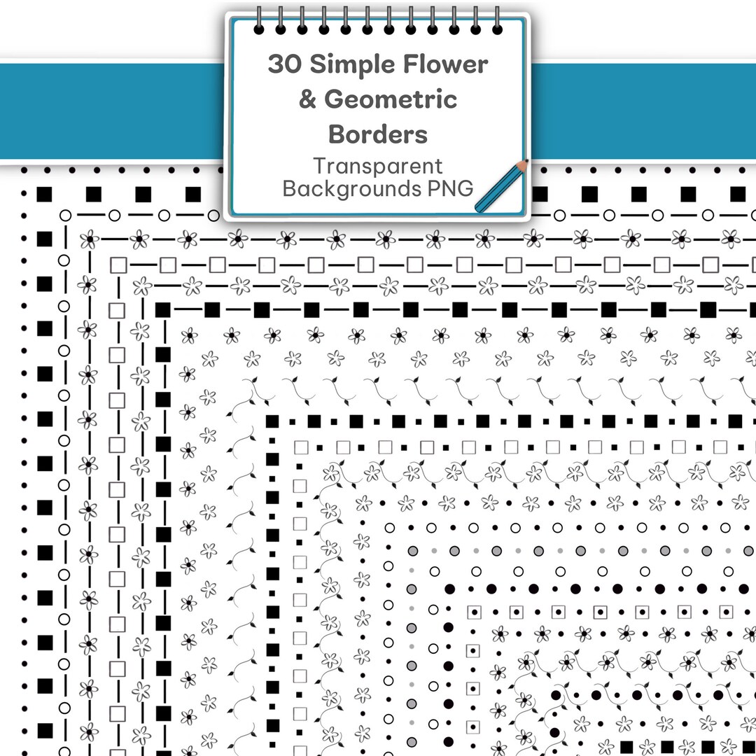 30 Simple Flower Borders and Geometric Borders, Borders for Commercial ...