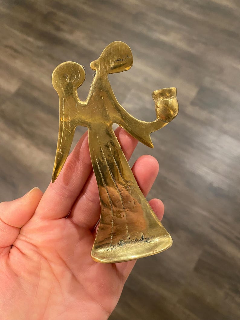 Vintage Solid Brass Tiny Angel Candlestick Holder 4.75 Inches - Etsy