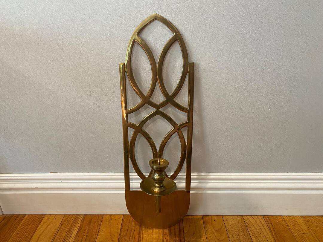 Vintage XL Solid Brass Spike Candle Holder Wall Sconce - Etsy