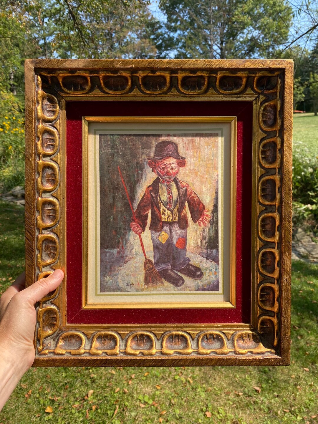 Vintage 1960s Custom Framed Clown Art Prints by Michele - Etsy