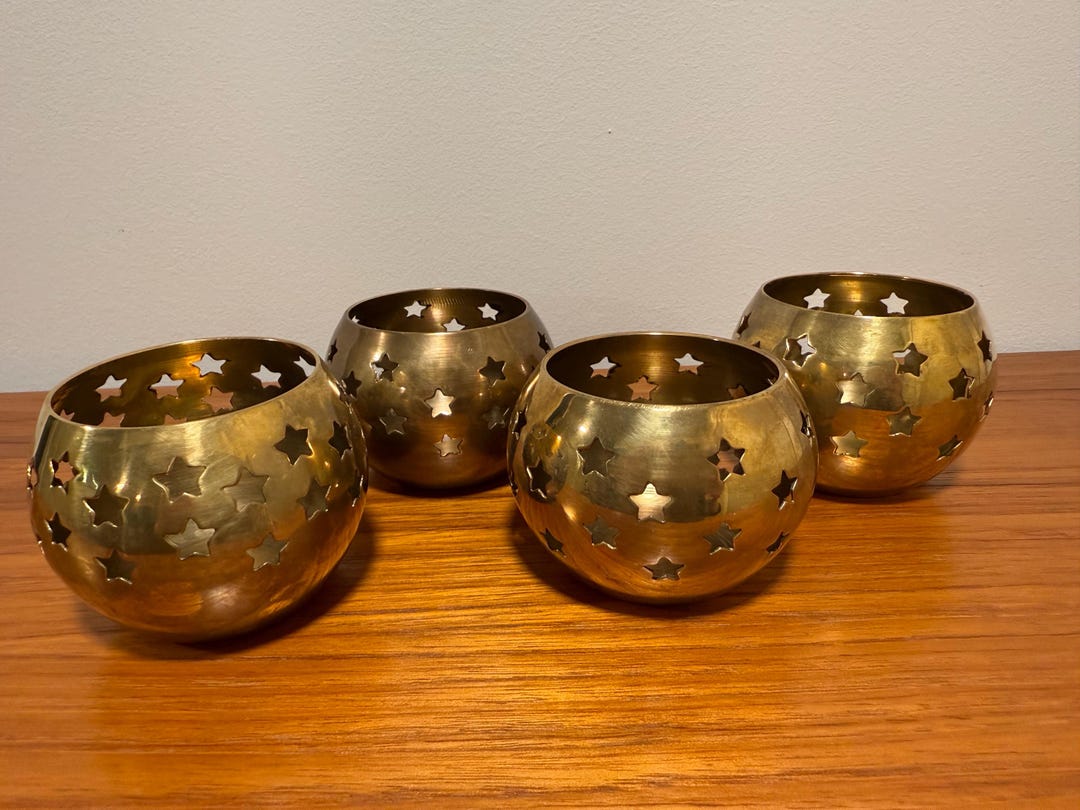 Vintage Solid Brass Star Cutout Candleholders - Etsy