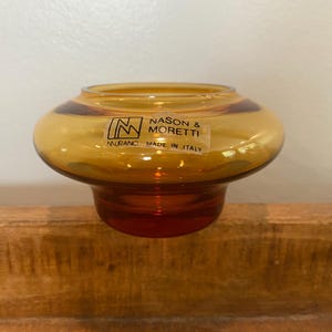 Vintage Nason & Moretti MURANO Amber Glass Candleholder Made in Italy ...
