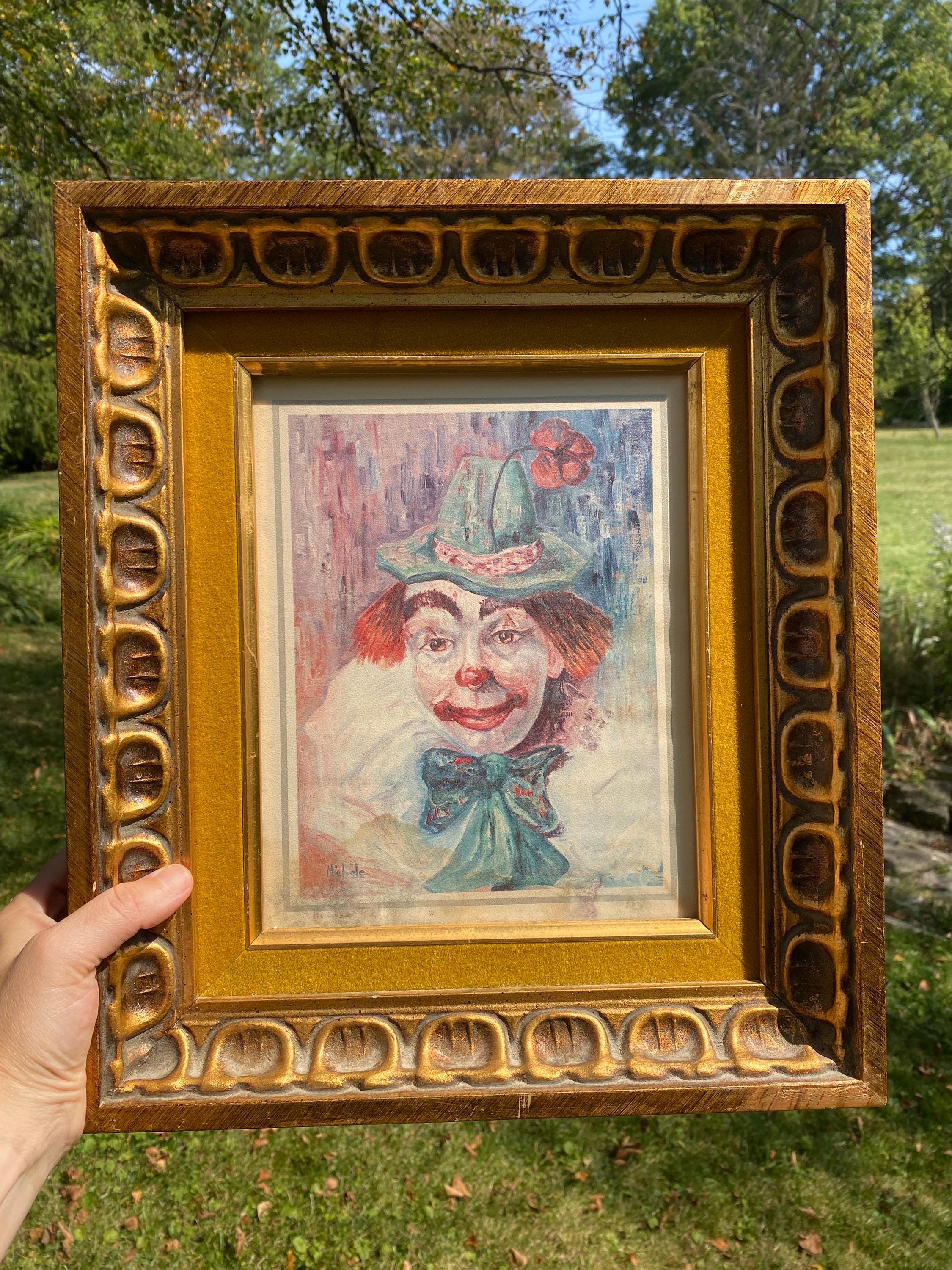Vintage 1960s Custom Framed Clown Art Prints by Michele - Etsy