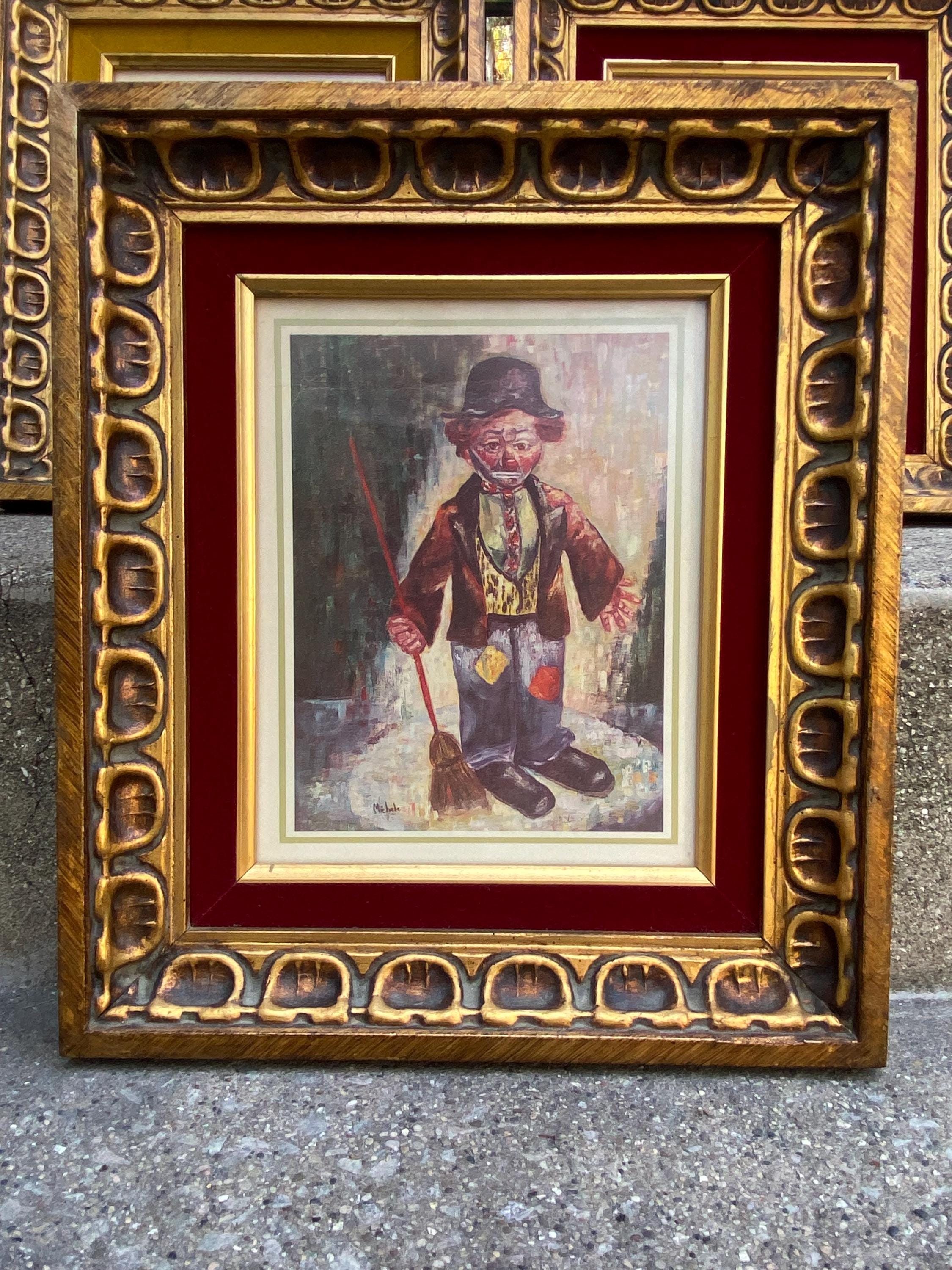 Vintage 1960s Custom Framed Clown Art Prints by Michele - Etsy