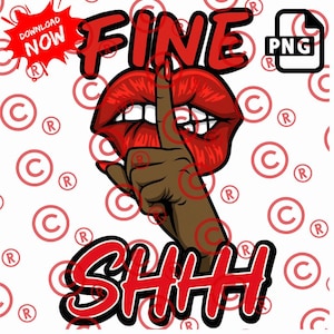 Fine SHHH Lips & Melanin Hand PNG | Bold Red Lip Afrocentric Digital ...
