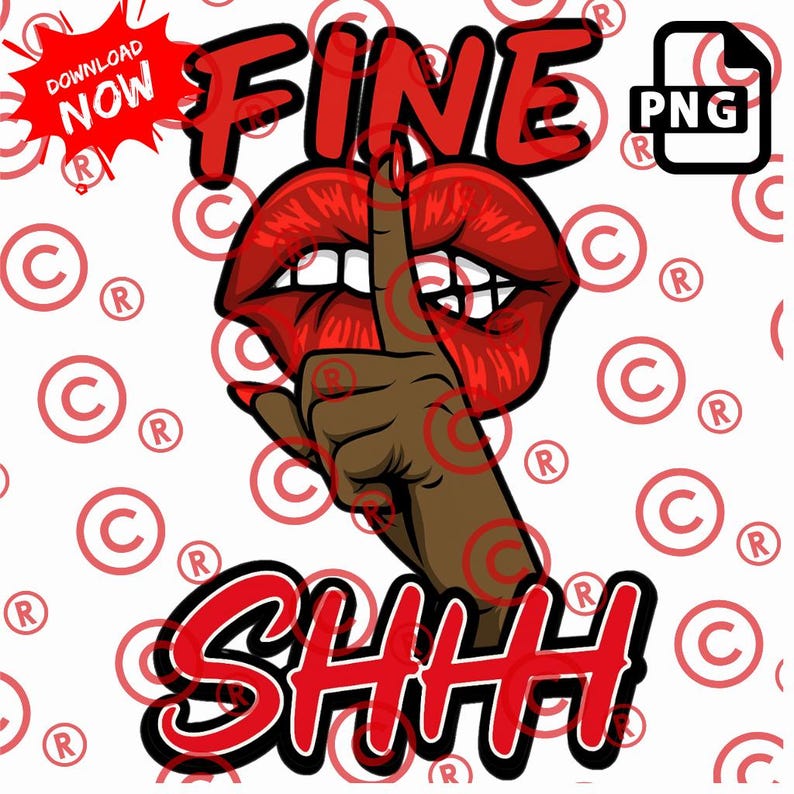 Fine SHHH Lips & Melanin Hand PNG | Bold Red Lip Afrocentric Digital Download | Sassy Graphic ...