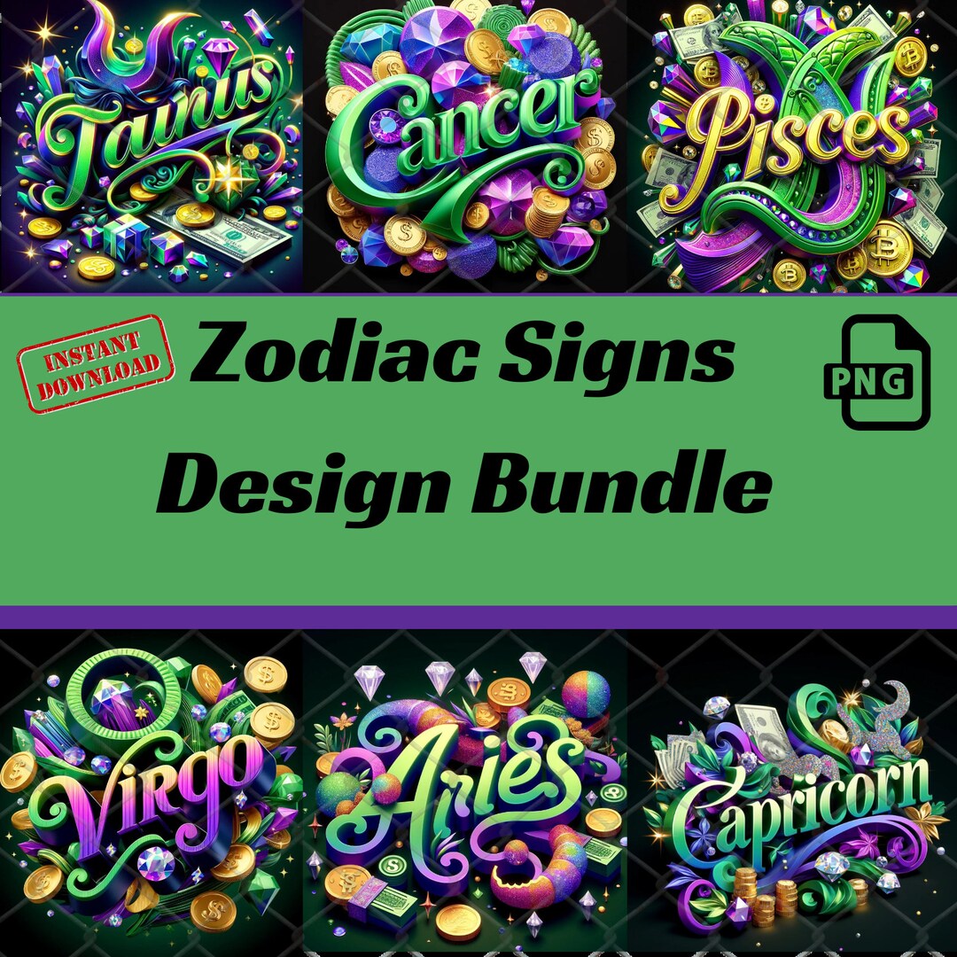 Zodiac Signs PNG Bundle: 3D Astrology Art (digital Download) - Etsy