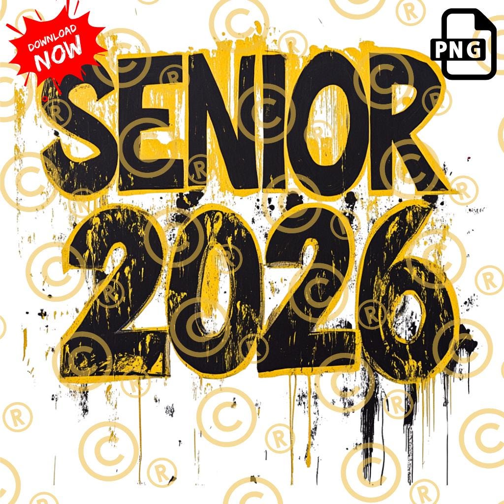Senior 2026 PNG | Grunge Graduation Sublimation Design | Class of 2026 ...