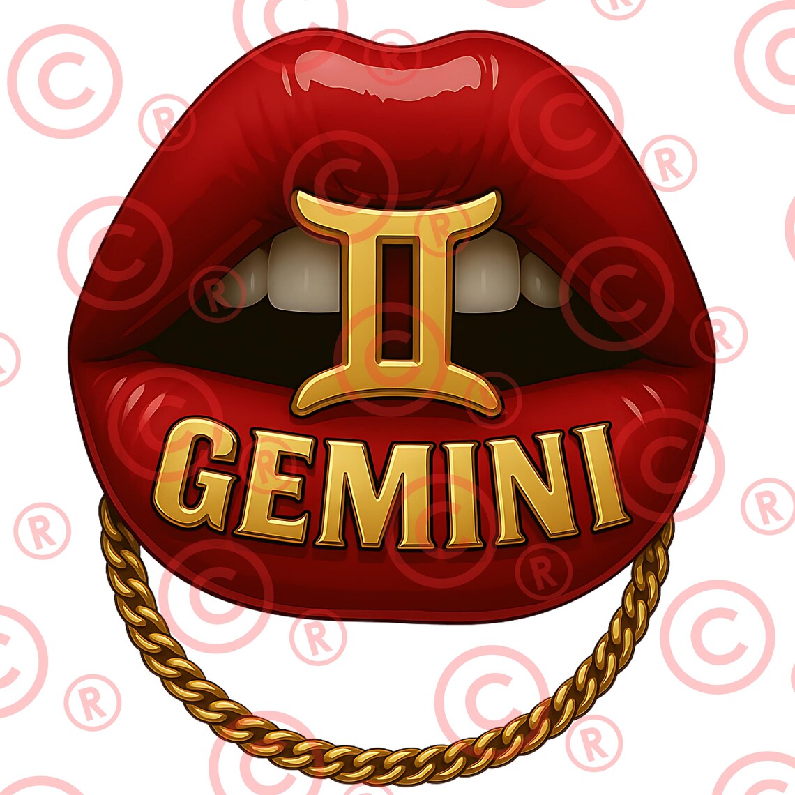 Gemini Zodiac PNG | Glossy Red Lips Gold Chain Gemini Clipart | Gemini ...
