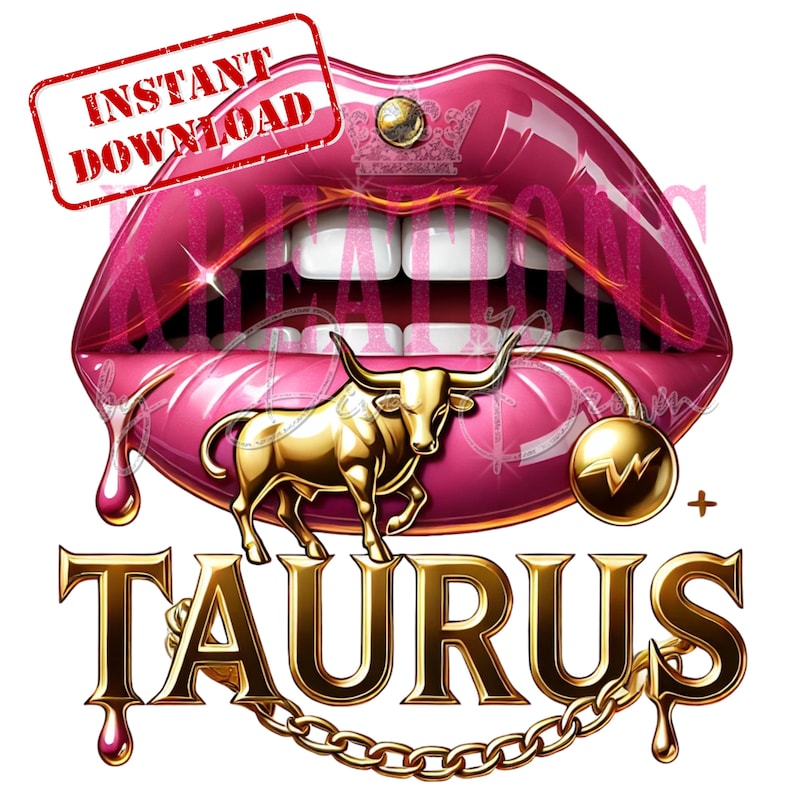 Taurus Zodiac PNG: Pink Lips & Gold Bull (digital Download) - Etsy