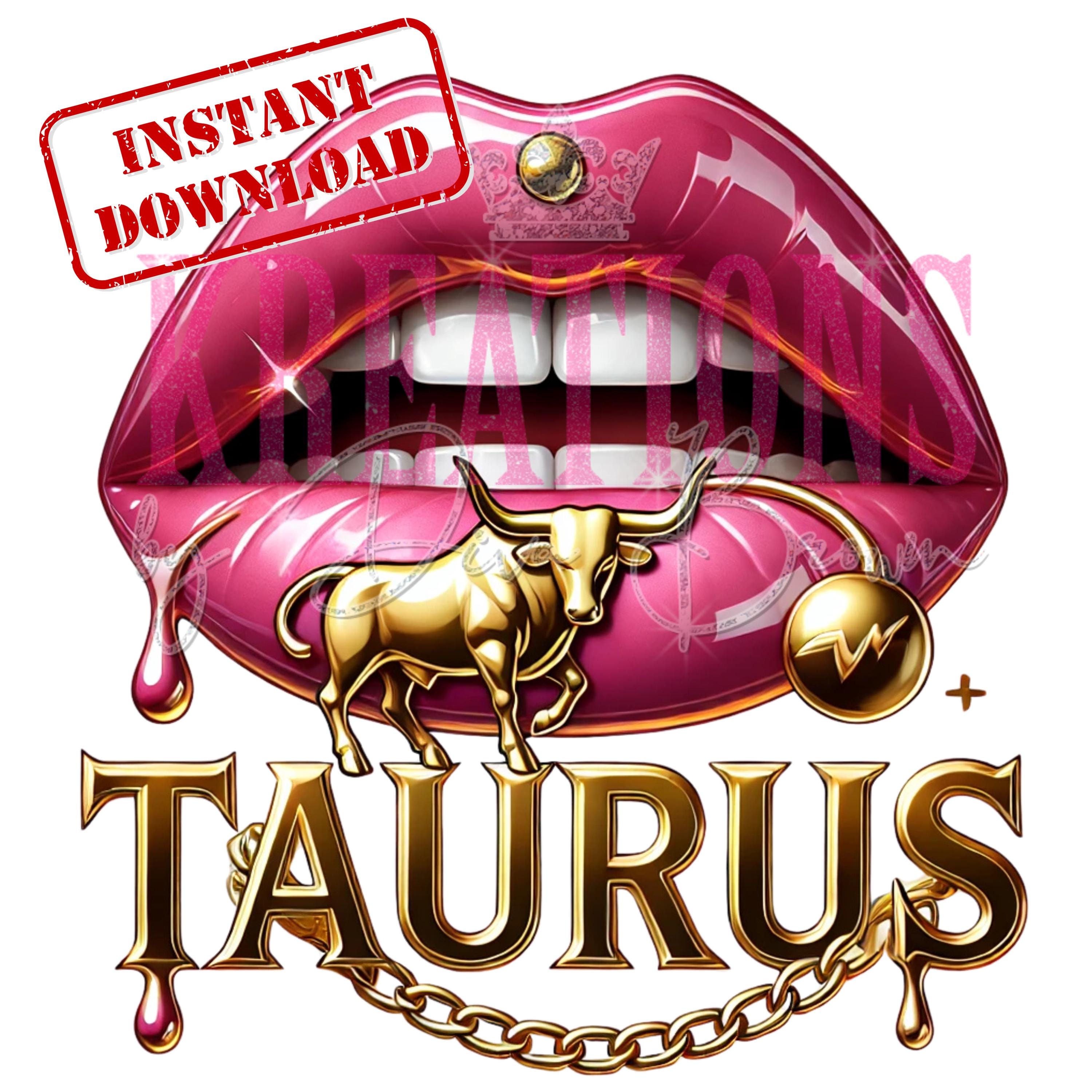 Taurus Zodiac PNG | Pink Lips & Gold Bull, Taurus Astrology Clipart ...