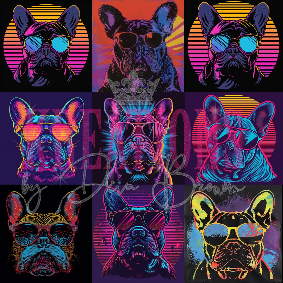 French Bulldog PNG Clipart Bundle: Retro Frenchie Art (digital Download ...